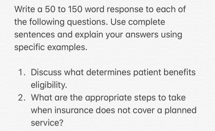 Solved Write a 50 to 150 word response to each of the | Chegg.com