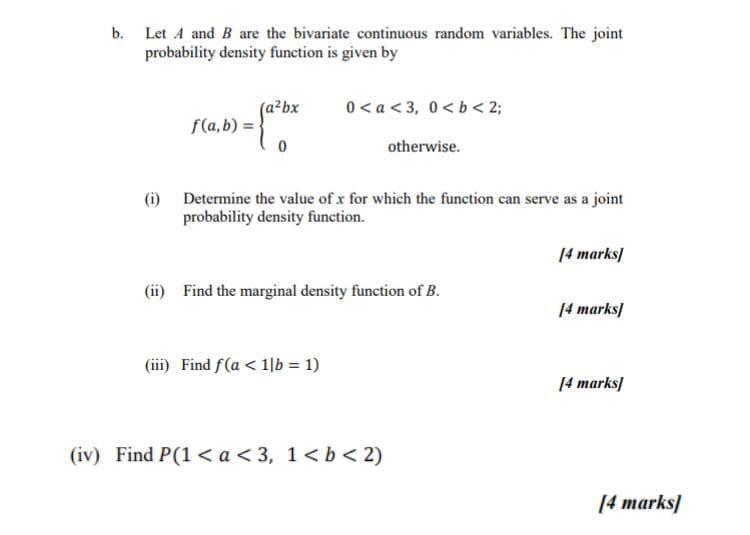 Solved b. Let A and B are the bivariate continuous random | Chegg.com