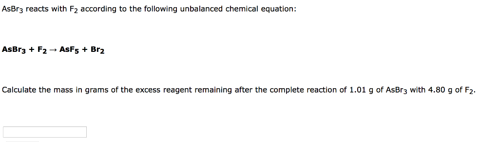 Solved AsBr3 reacts with F2 according to the following | Chegg.com