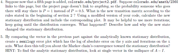 Hi! So I'm doing a math report on markov chains | Chegg.com