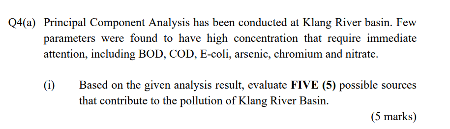 Solved Q4(a) Principal Component Analysis has been conducted | Chegg.com