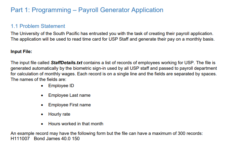 Solved Part 1: Programming - Payroll Generator Application | Chegg.com