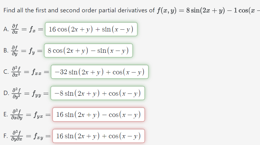 Solved Find all the first and second order partial | Chegg.com