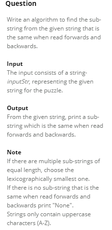 Solved Write an algorithm to find the substring from the | Chegg.com