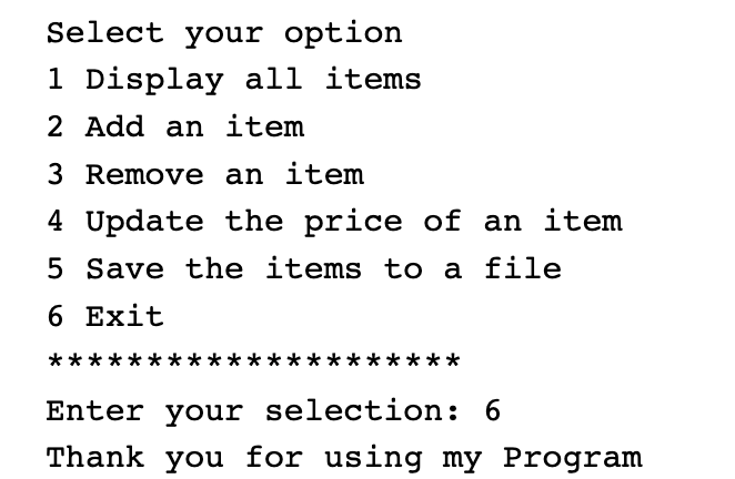 Solved Write a Python program that manages a store with the | Chegg.com