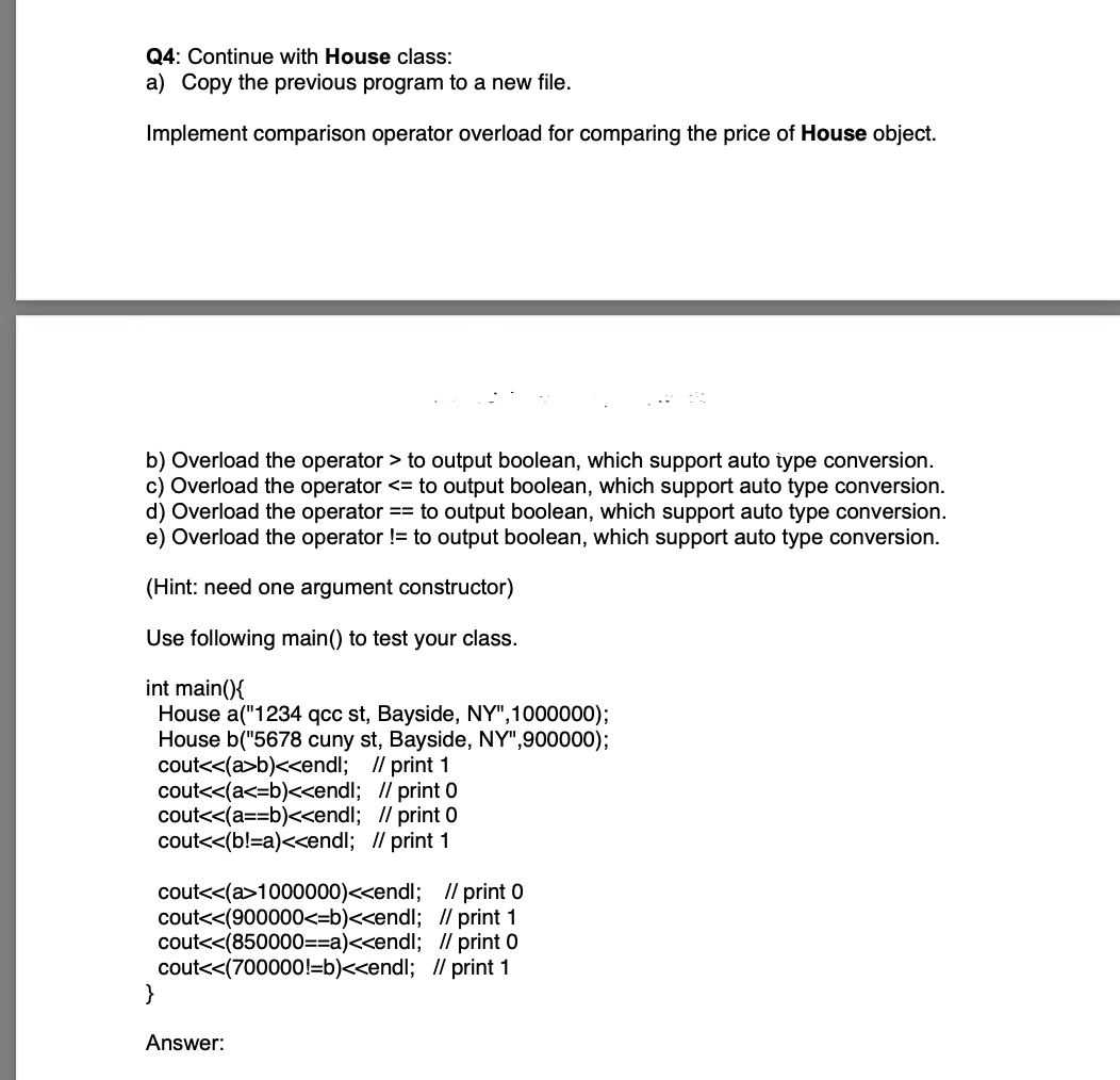 Solved Q4: Continue with House class: a) Copy the previous | Chegg.com