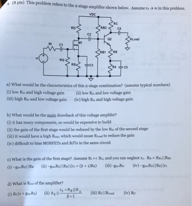 Solved This problem refers to the 2-stage amplifier shown | Chegg.com