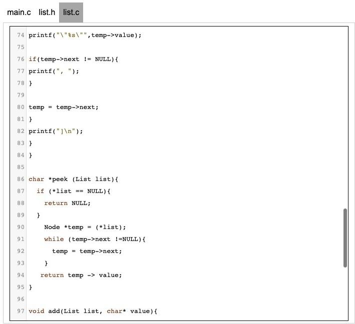 Solved Implement a Linked List in C. This is part 10 in a | Chegg.com