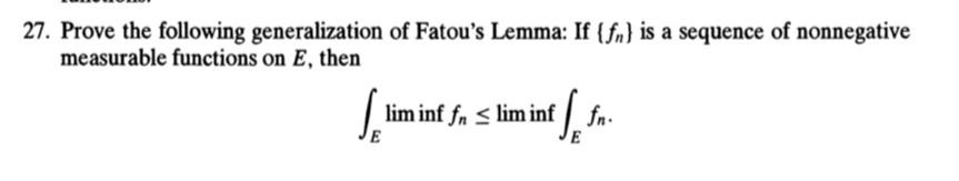 Solved 27. Prove the following generalization of Fatou's | Chegg.com