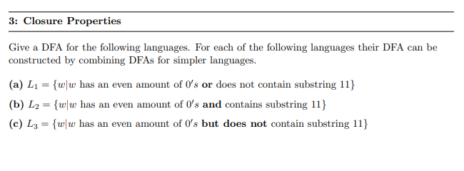 Solved Give a DFA for the following languages. For each of | Chegg.com