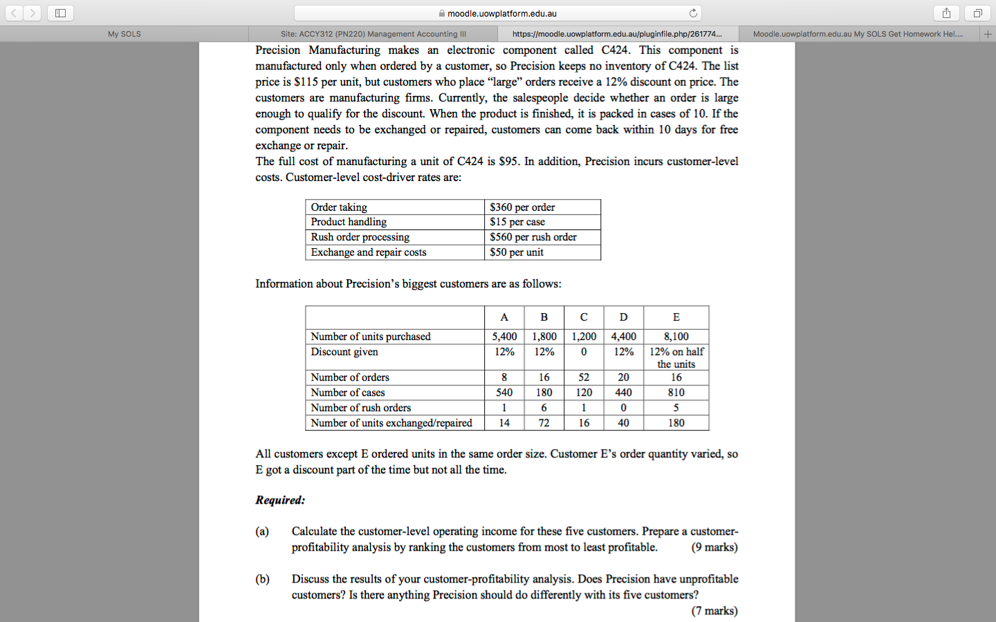 moodle.uowplatform.edu.au My SOLS | Chegg.com