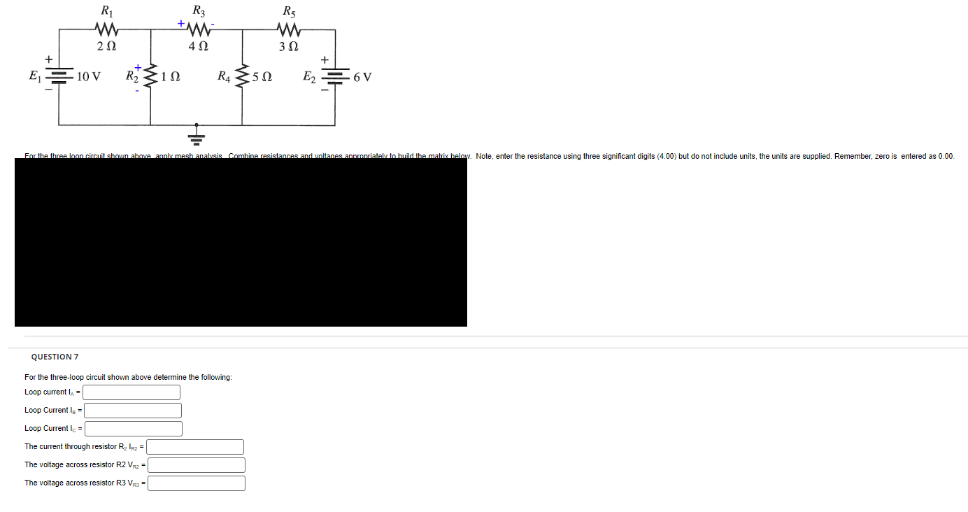 Solved For the three-loop circuit shown above determine the | Chegg.com
