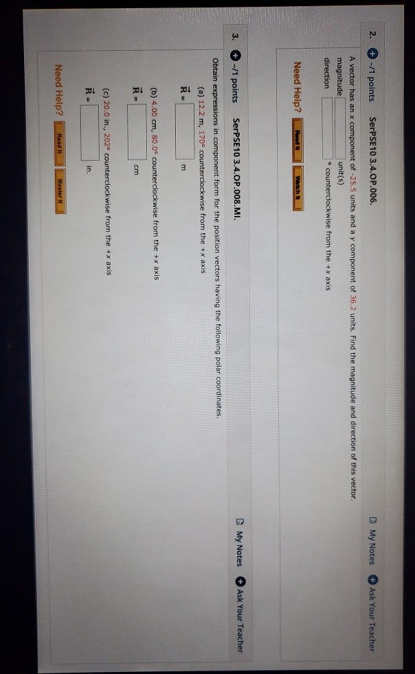 Solved 1 -/1 points SerPSE10 3.3.OP.005. My Notes Ask Your | Chegg.com Solved 1 -/1 points SerPSE10 3.3.OP.005. My Notes Ask Your | Chegg.com