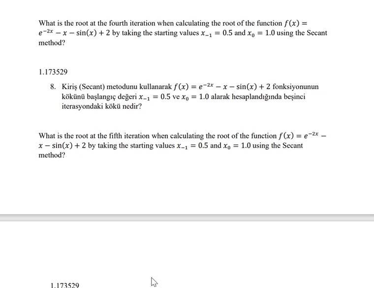 Solved What is the root at the fourth iteration when | Chegg.com
