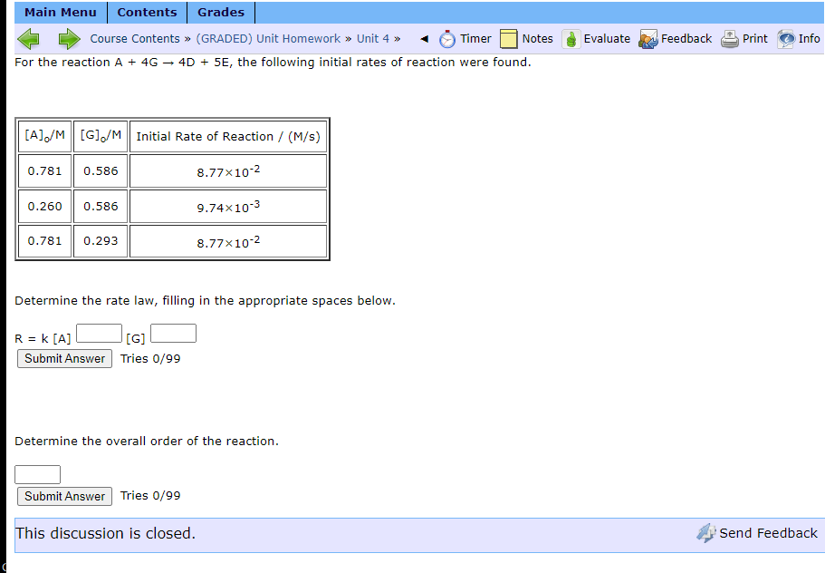 Solved Main Menu Contents Grades Notes Evaluate Feedback | Chegg.com