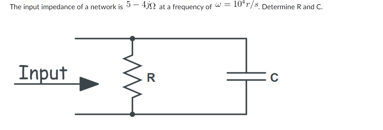 Solved The input impedance of a network is 5−4jΩ at a | Chegg.com