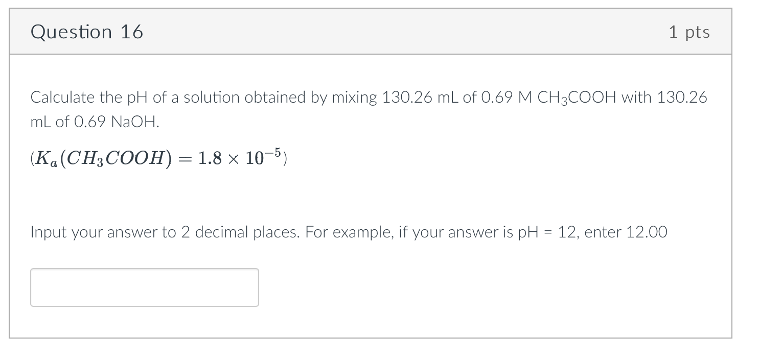 Solved Calculate the pH of a solution obtained by mixing | Chegg.com