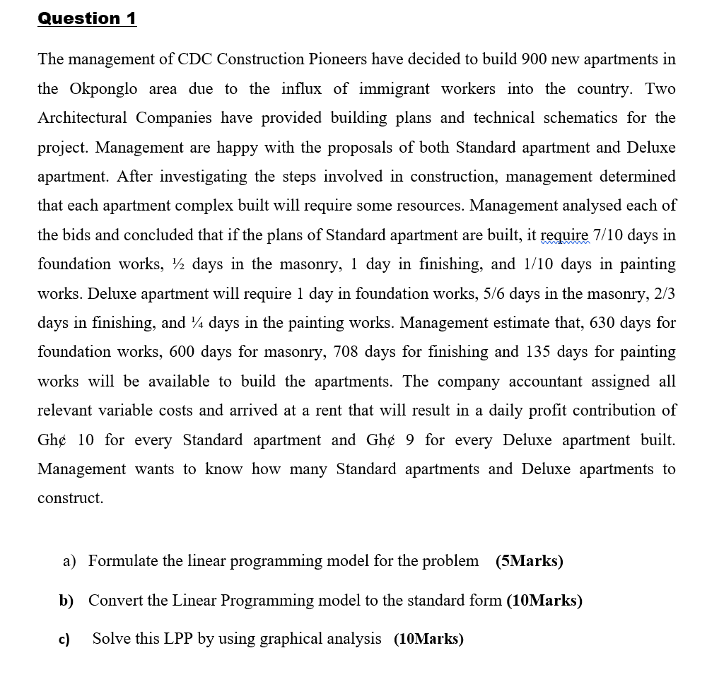 Solved Question 1 The management of CDC Construction | Chegg.com