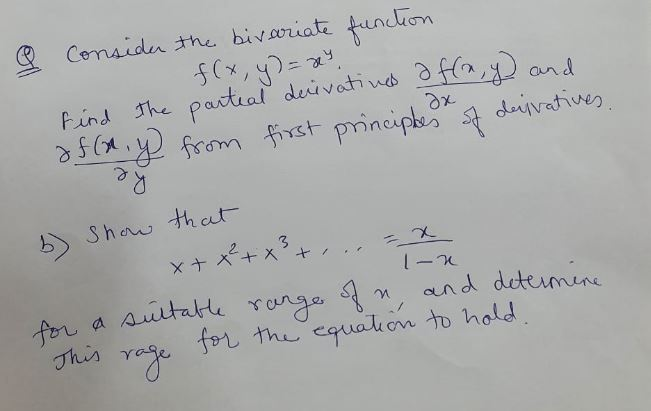 Solved Consider the bivariate function f(x, y) = x Find the | Chegg.com