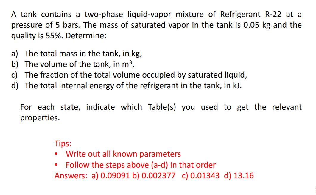 Solved A tank contains a two-phase liquid-vapor mixture of | Chegg.com
