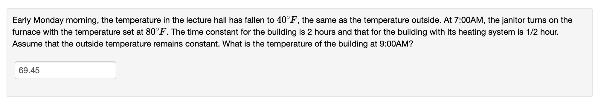 Solved Early Monday morning, the temperature in the lecture | Chegg.com