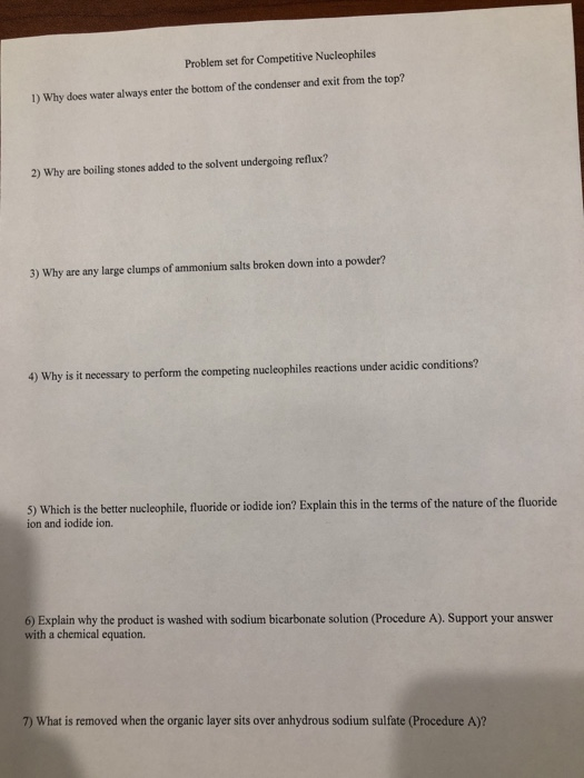 Solved Problem set for Competitive Nucleophiles 1) Why does | Chegg.com