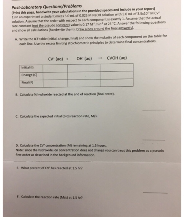 Solved Post-Laboratory Questions/Problems (Print this page, | Chegg.com