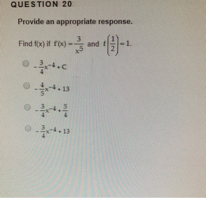 Solved QUESTION 20 Provide an appropriate response. Find | Chegg.com