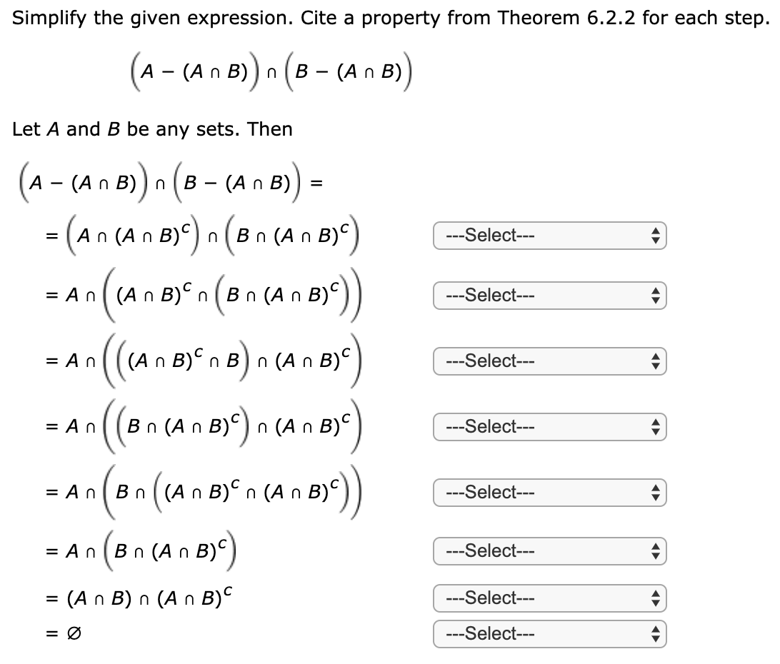 Solved Simplify the given expression. Cite a property from | Chegg.com