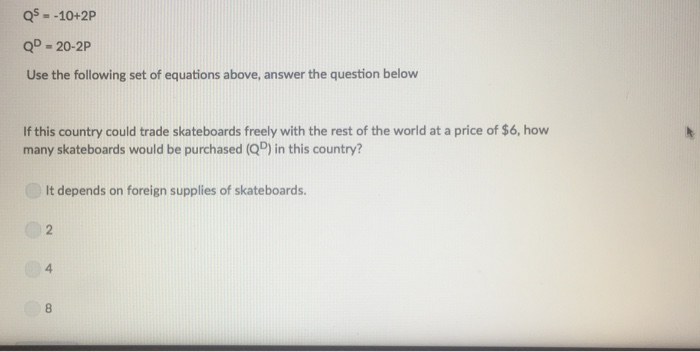 Solved QS--10+2P QD -20-2P Use the following set of | Chegg.com