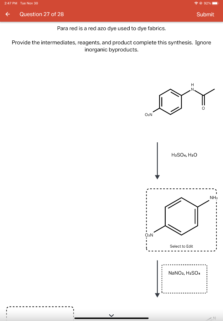Solved Para red is a red azo dye used to dye fabrics. | Chegg.com