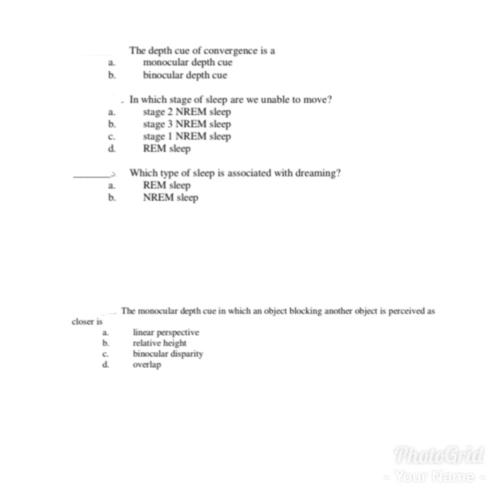 Solved The depth cue of convergence is a a. monocular depth | Chegg.com