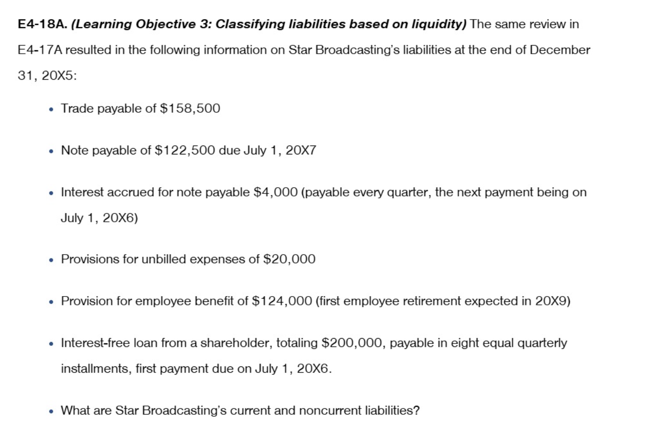 Solved E4-18A. (Learning Objective 3: Classifying | Chegg.com