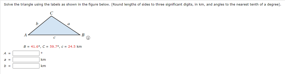 Solved Solve the triangle using the labels as shown in the | Chegg.com