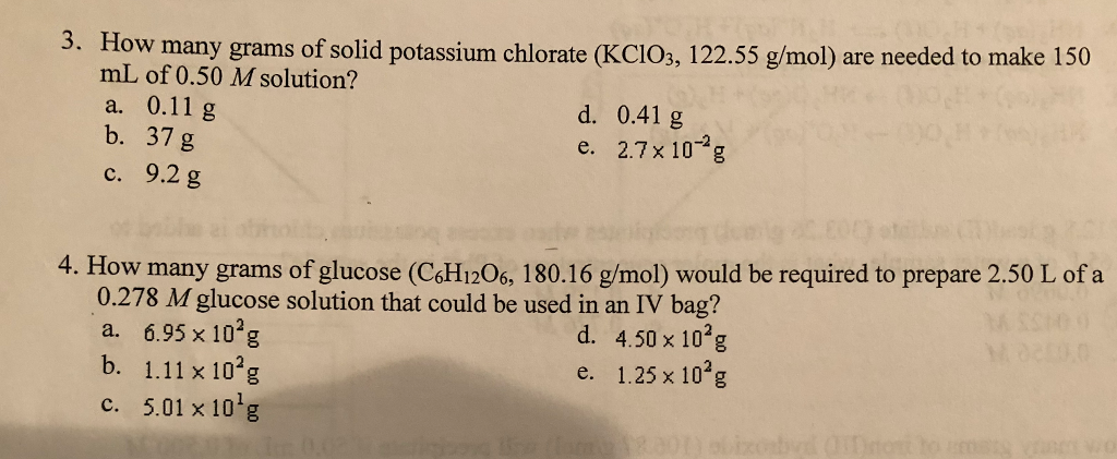 Solved ow many grams of solid potassium chlorate (KCIO3, | Chegg.com