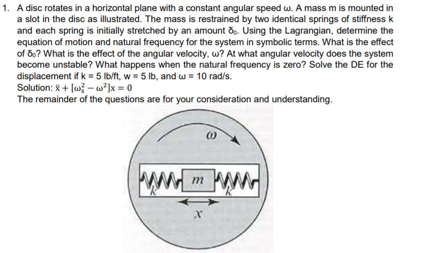 Solved 1. A disc rotates in a horizontal plane with a | Chegg.com