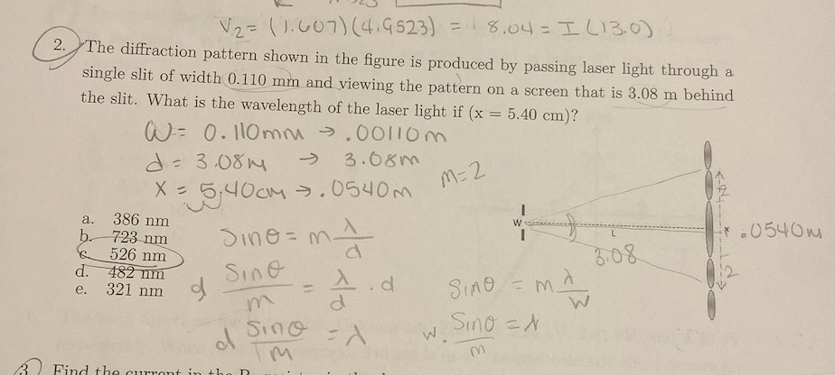 Solved V2- (1.607)(4.9523) = 8.04 = IL13.0) 2. The | Chegg.com