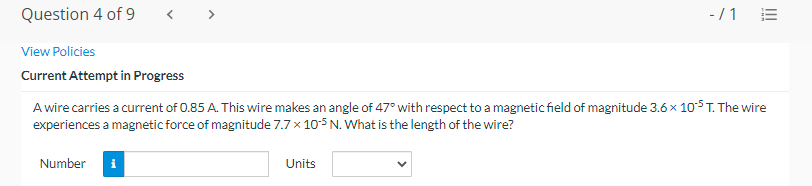 Solved Question 4 of 9 -/1 View Policies Current Attempt in | Chegg.com