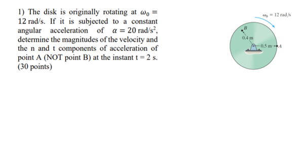 Solved The disk is originally rotating at 𝜔0 = 12 rad/s. If | Chegg.com