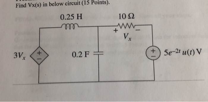 Solved Find Vx(s) in below circuit (15 Points). 0.25 H 10 S2 | Chegg.com
