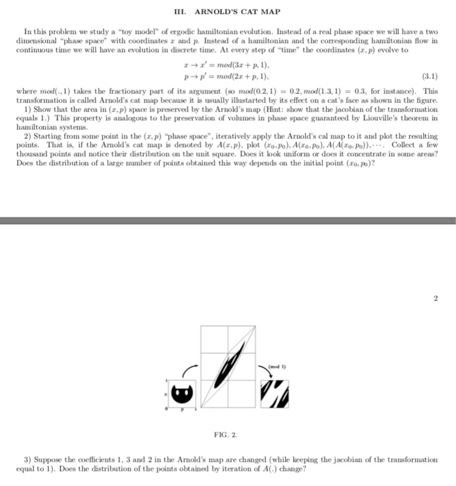Solved III ARNOLD'S CAT MAP In this problem we study a "toy | Chegg.com