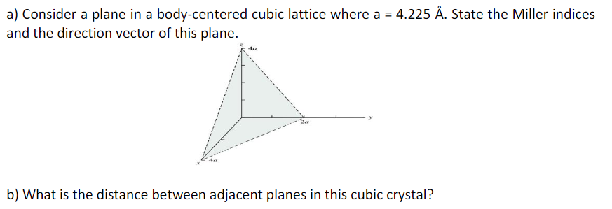 Solved a) Consider a plane in a body-centered cubic lattice | Chegg.com