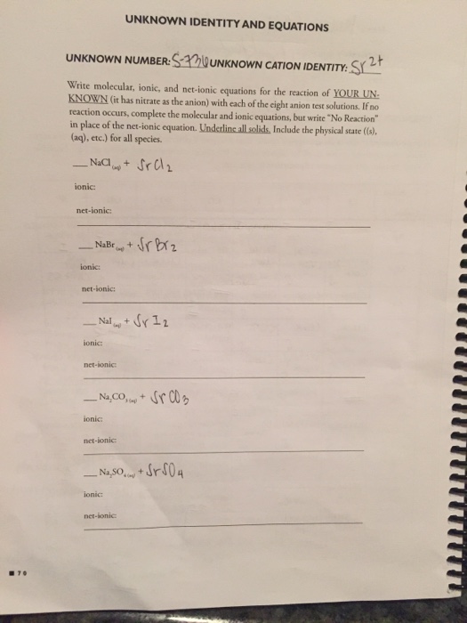 UNKNOWN IDENTITY AND EQUATIONS UNKNOWN | Chegg.com