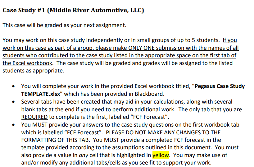 Case Study \#1 (Middle River Automotive, LLC) This | Chegg.com