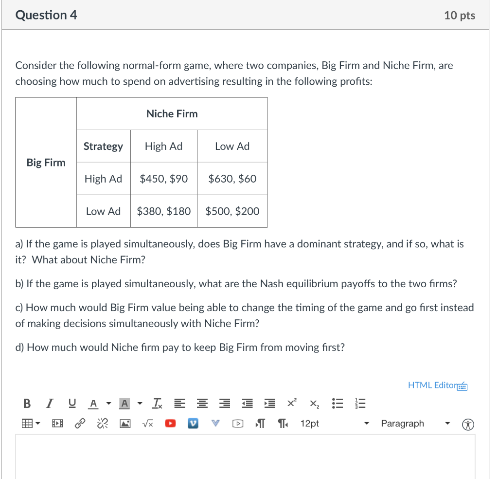 Solved Question 4 10 pts Consider the following normal-form | Chegg.com