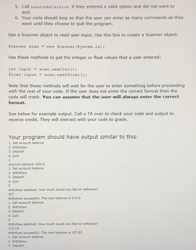Solved The ATM and BankAccount are connected in creating | Chegg.com