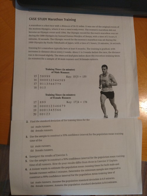 Solved CASE STUDY Marathon Training A marathon is a foot | Chegg.com