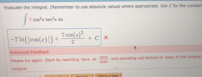 Solved Evaluate the integral. (Remember to use absolute | Chegg.com