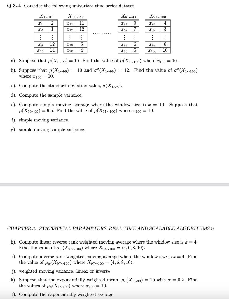 Q 3 4 Consider The Following Univariate Time Series