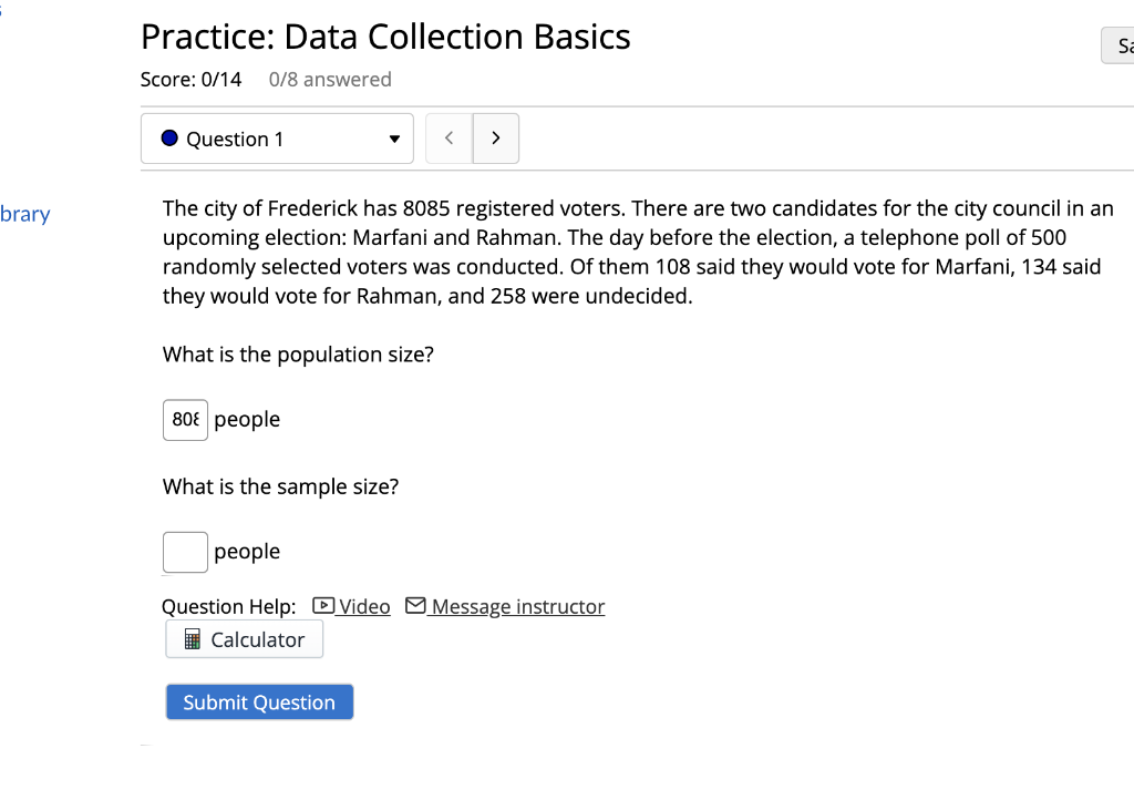 Solved Practice: Data Collection Basics Score: 0/14 0/8 | Chegg.com